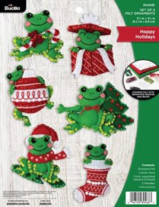 bucilla felt applique 6 piece ornament making kit, hoppy holidays, perfect for diy arts and crafts, 89468e