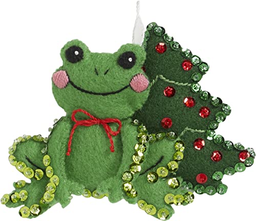 Bucilla Felt Applique 6 Piece Ornament Making Kit, Hoppy Holidays, Perfect for DIY Arts and Crafts, 89468E