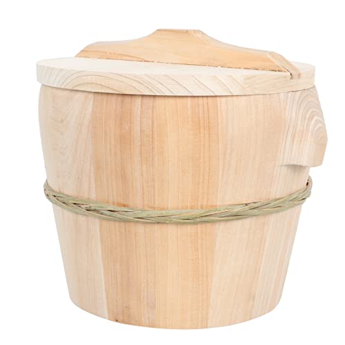 Rice Steamed Bucket with Lid Wooden Steamer Rice Bucket Handmade Rice Bucket Wood Cooking Steamer Steamed Rice Wooden Barrel for Home Kitchen Christmas Party Wood Color