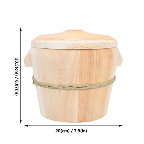 Rice Steamed Bucket with Lid Wooden Steamer Rice Bucket Handmade Rice Bucket Wood Cooking Steamer Steamed Rice Wooden Barrel for Home Kitchen Christmas Party Wood Color