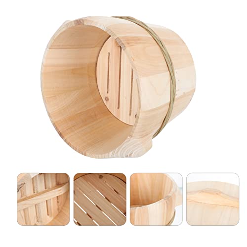 Rice Steamed Bucket with Lid Wooden Steamer Rice Bucket Handmade Rice Bucket Wood Cooking Steamer Steamed Rice Wooden Barrel for Home Kitchen Christmas Party Wood Color