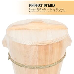 Rice Steamed Bucket with Lid Wooden Steamer Rice Bucket Handmade Rice Bucket Wood Cooking Steamer Steamed Rice Wooden Barrel for Home Kitchen Christmas Party Wood Color