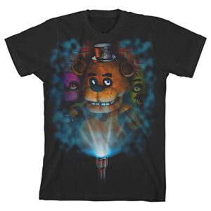 five nights at freddy's flashlight characters boys black t-shirt-m