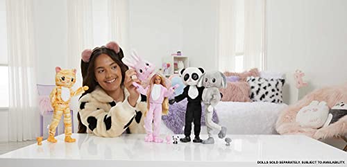 Barbie Cutie Reveal Doll, Panda Plush Costume, 10 Surprises Including Mini Pet & Color Change