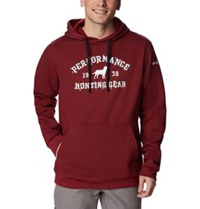 columbia men's phg university hoodie, red jasper/white holiday, large