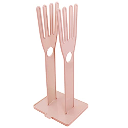 DGHAOP Pink Color Gloves Stand 15x12x34cm Kitchen Multifunctional Rubber Gloves Drain Rack Towel Storage Holder Drying Stand Creative Kitchen Tool