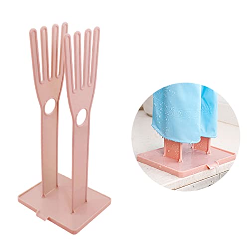 DGHAOP Pink Color Gloves Stand 15x12x34cm Kitchen Multifunctional Rubber Gloves Drain Rack Towel Storage Holder Drying Stand Creative Kitchen Tool