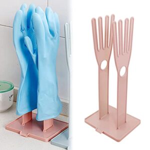 DGHAOP Pink Color Gloves Stand 15x12x34cm Kitchen Multifunctional Rubber Gloves Drain Rack Towel Storage Holder Drying Stand Creative Kitchen Tool