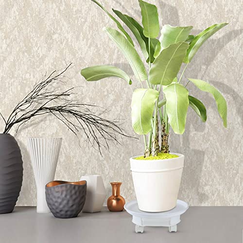 LANIAKEA 2 Pack 12Inch White Plant Caddy with Wheels, Round Rolling Plant Stand with Water Drawer, Moveable Plant Stand for Indoor Outdoor Moving Heavy Plant Pots