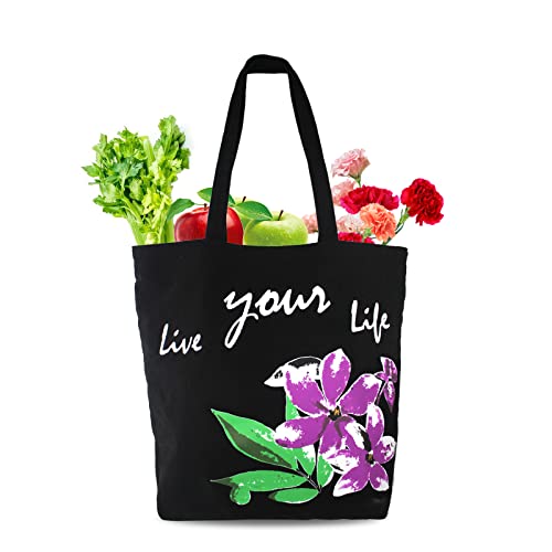 MEL JUN Canvas Tote Bag, Large Beach Tote Women Travel Bags Reusable Grocery Bag Shoulder Gym Totes Weekend Church Bags Purple