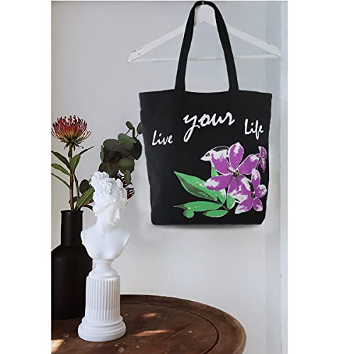 MEL JUN Canvas Tote Bag, Large Beach Tote Women Travel Bags Reusable Grocery Bag Shoulder Gym Totes Weekend Church Bags Purple