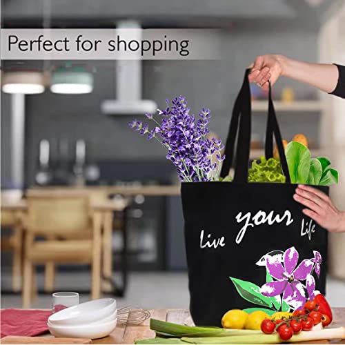 MEL JUN Canvas Tote Bag, Large Beach Tote Women Travel Bags Reusable Grocery Bag Shoulder Gym Totes Weekend Church Bags Purple