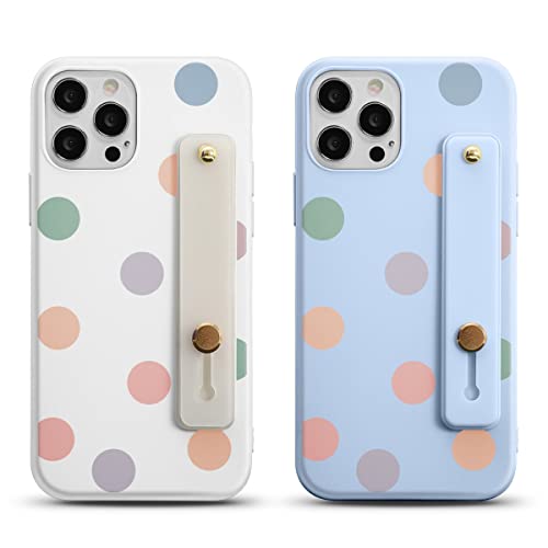 KAPUCTW 2 Pack for Oppo Realme 7 Pro 4G case with Wrist Strap, Cute Dots Print Pattern Wristband Holder Phone Case Soft Silicone TPU Bumper Shockproof Protective Cover for Realme 7 Pro 6.4 Inch