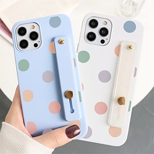 KAPUCTW 2 Pack for Oppo Realme 7 Pro 4G case with Wrist Strap, Cute Dots Print Pattern Wristband Holder Phone Case Soft Silicone TPU Bumper Shockproof Protective Cover for Realme 7 Pro 6.4 Inch