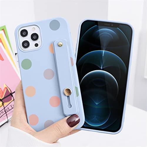 KAPUCTW 2 Pack for Oppo Realme 7 Pro 4G case with Wrist Strap, Cute Dots Print Pattern Wristband Holder Phone Case Soft Silicone TPU Bumper Shockproof Protective Cover for Realme 7 Pro 6.4 Inch