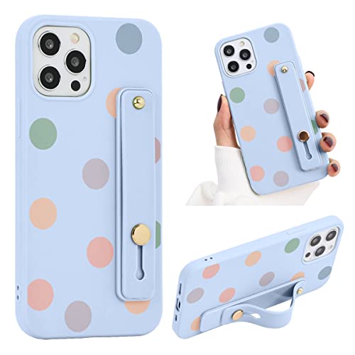 KAPUCTW 2 Pack for Oppo Realme 7 Pro 4G case with Wrist Strap, Cute Dots Print Pattern Wristband Holder Phone Case Soft Silicone TPU Bumper Shockproof Protective Cover for Realme 7 Pro 6.4 Inch