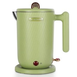 small electric kettle,retro electric kettle stainless steel double wall electric kettle with automatic shut off, for tea and coffee (bpa free)