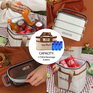 HEWOOH Bento Box Adult Lunch Box (74 Oz Large Capacity), Reusable, Including Lunch Bag, Fork And Spoon, 3 Dividers, Suitable For Work, Picnic, Dishwasher And Microwave Safe.(White)