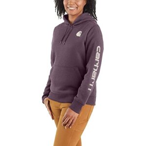 carhartt womens clarksburg graphic sleeve pullover (regular and plus sizes) hooded sweatshirt, blackberry heather, medium us