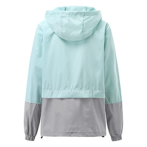 Zando Plus Size Rain Jacket Women with Hood Packable Raincoats for Adults Women Lightweight Rain Jackets for Women Waterproof Anorak Jacket Womens Windbreaker Jacket Mint Green XL