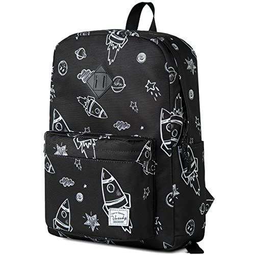 VASCHY Backpack for School, Lightweight Water Resistant Bookbag Casual Daypack for Man/Boys Rockets