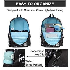 VASCHY Backpack for School, Lightweight Water Resistant Bookbag Casual Daypack for Man/Boys Rockets