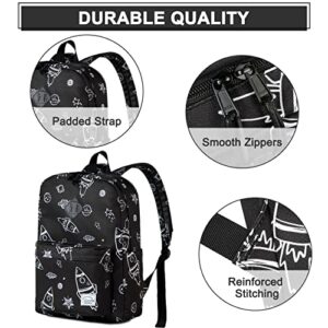 VASCHY Backpack for School, Lightweight Water Resistant Bookbag Casual Daypack for Man/Boys Rockets