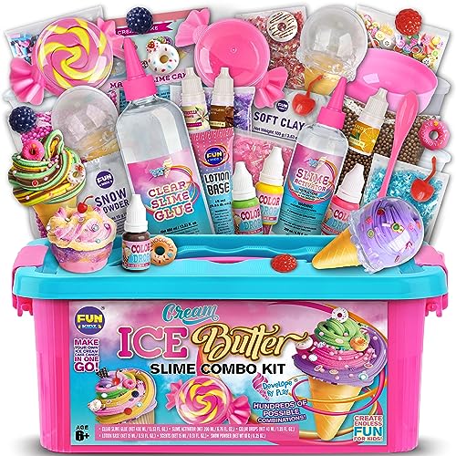 Gift Butter Slime Kit for Girls 10-12, FunKidz Ice Cream Fluffy Slime Making Kit Ages 8-12 Kids Slime Toys Ideal Birthday Party Present