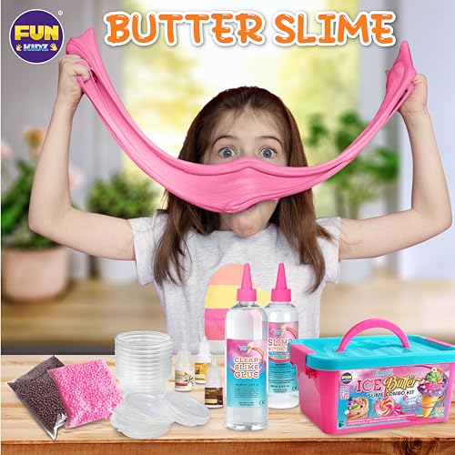 Gift Butter Slime Kit for Girls 10-12, FunKidz Ice Cream Fluffy Slime Making Kit Ages 8-12 Kids Slime Toys Ideal Birthday Party Present