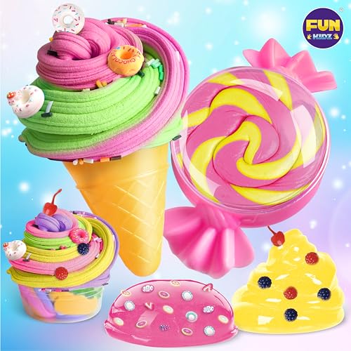 Gift Butter Slime Kit for Girls 10-12, FunKidz Ice Cream Fluffy Slime Making Kit Ages 8-12 Kids Slime Toys Ideal Birthday Party Present