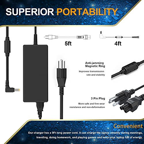 135W AC Charger Fit for Acer Nitro 5 Gaming Laptop, acer Nitro 5 an515-55-53e5 AN515-51 N18C3 AN515-41 AN515-53 AN515-52 AN515-43 AN515-54 AN517-51 N18C4 AN515-44-R99Q Adapter Power Supply Cord