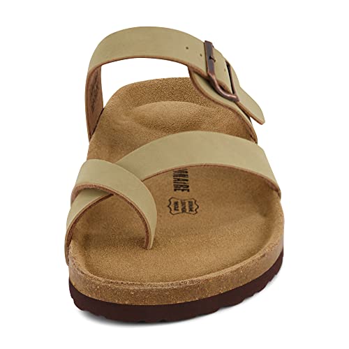 CUSHIONAIRE Men's Luna-M Cork footbed Sandal with +Comfort, Taupe Nubuck 11