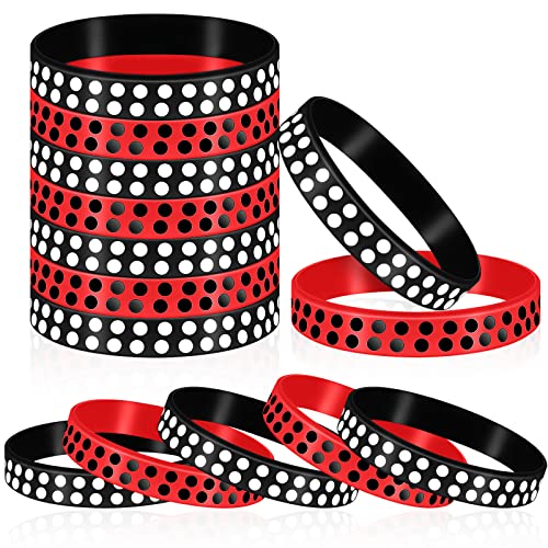 Civaner 24 Pieces Ladybug Party Decoration Favor Ladybug Silicone Bracelets Ladybug Silicone Wristbands Ladybug Themed Bracelet Wristband