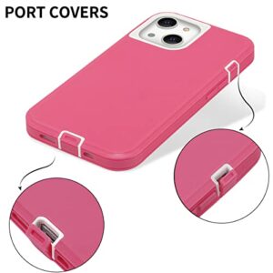 MAXCURY Designed for iPhone 13 Case para, Pink Shockproof Protective Phone Cases for Women, Drop Protection Heavy Duty Lightweight 2 in 1 Dual Layer Cover for Girls 6.1 Inch (Hot Pink/White)