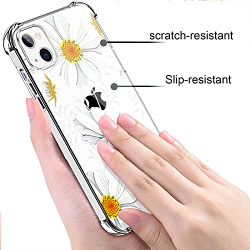 MAYCARI for iPhone 13 Mini Case Trendy Little Daisy Flowers, Artistic Aesthetic Print Pattern Design Clear TPU Phone Cases Soft Flexiable Slim Protective Cases, Anti-Scratch Shock Absorbing