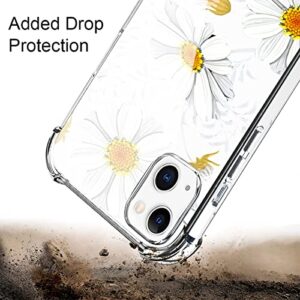 MAYCARI for iPhone 13 Mini Case Trendy Little Daisy Flowers, Artistic Aesthetic Print Pattern Design Clear TPU Phone Cases Soft Flexiable Slim Protective Cases, Anti-Scratch Shock Absorbing