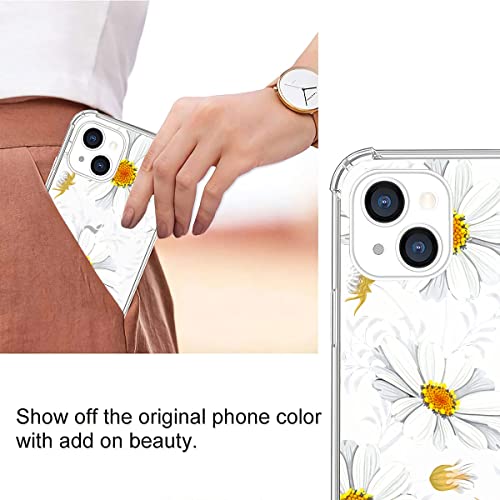 MAYCARI for iPhone 13 Mini Case Trendy Little Daisy Flowers, Artistic Aesthetic Print Pattern Design Clear TPU Phone Cases Soft Flexiable Slim Protective Cases, Anti-Scratch Shock Absorbing