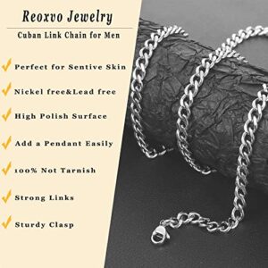 Reoxvo Mens Chain Necklace for Men Silver Cuban Curb Link Chains for Men 5mm Silver Chain Necklaces Jewelry for Men Boyfriends Gifts 20 inch