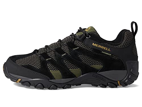 Merrell Men's ALVERSTONE WP Hiking Shoe, Black/Olive, 10.5