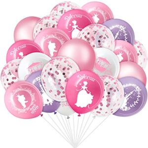 48 pieces princess balloons princess birthday party balloons pink confetti latex balloons princess party decorations for baby shower birthday wedding party favors