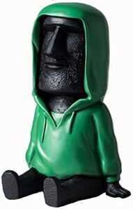 zksylsm easter island moai statue decor,resin imitation stone statue figurine sculpture,pen holder, mobile phone holder,decor desktop,bookshelf,tabletop (black)