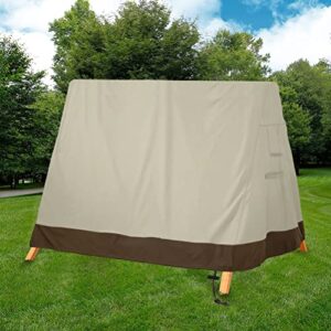 Patio Swing Chair Cover A-Frame 72x67x55 inches UV Resistant Outdoor Swing Cover Waterproof Dust Proof Weather Protector Patio Furniture Coves for Garden Furniture (Beige & Coffee)