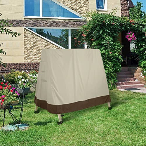 Patio Swing Chair Cover A-Frame 72x67x55 inches UV Resistant Outdoor Swing Cover Waterproof Dust Proof Weather Protector Patio Furniture Coves for Garden Furniture (Beige & Coffee)