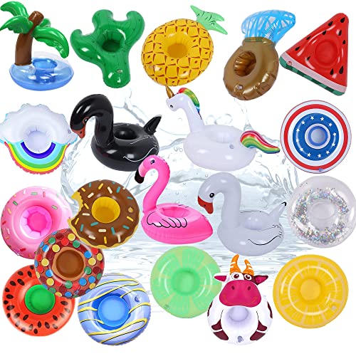 Inflatable Drink Holder 20 Pack Inflatable Drink Floats Cup Holders, Variety Drink Floaties for Summer Pool Party