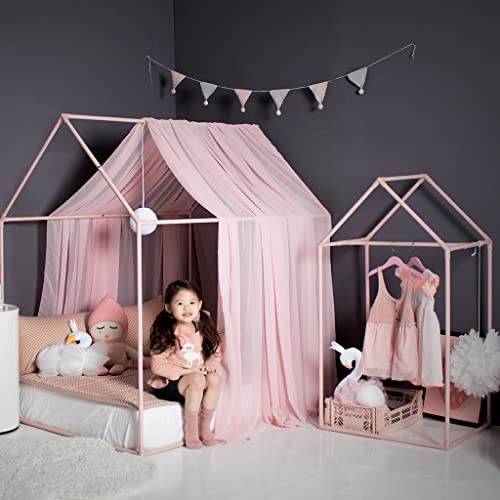 PETITE MAISON Kids Closet - Dress up Clothing Garmet Rack, Hanging Costume Organizer with Cute House Frame, Handmade Premium Quality, 25" x 17" x 47", Aluminium Super-Light, Medium Pink