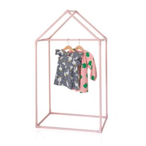 PETITE MAISON Kids Closet - Dress up Clothing Garmet Rack, Hanging Costume Organizer with Cute House Frame, Handmade Premium Quality, 25" x 17" x 47", Aluminium Super-Light, Medium Pink