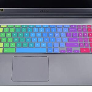 Colorful Keyboard Cover Skin for Acer Chromebook 15 315 CB315 715 CB715 15.6 inch Chromebook with Numeric Keypad, Acer Chromebook 317 CB317 17.3" Keyboard Skin Protector, Rainbow