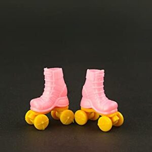 CJGILL 5 Pair / lot Pink Roller Skates Shoes for Barbie Doll Fashion Short Boots (Color: A01)