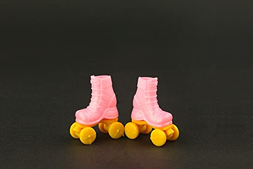 CJGILL 5 Pair / lot Pink Roller Skates Shoes for Barbie Doll Fashion Short Boots (Color: A01)