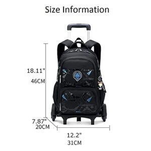 Boys Geometric-Print Rolling Backpack Kids Luggage School Bag Trolley Bookbag Rucksack with Wheels